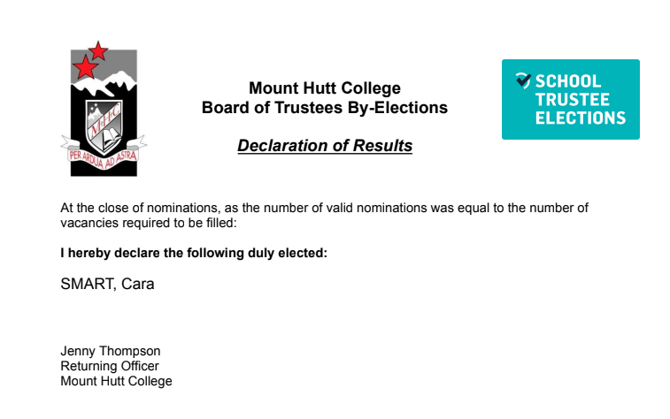 Board of Trustees: By-Election Results